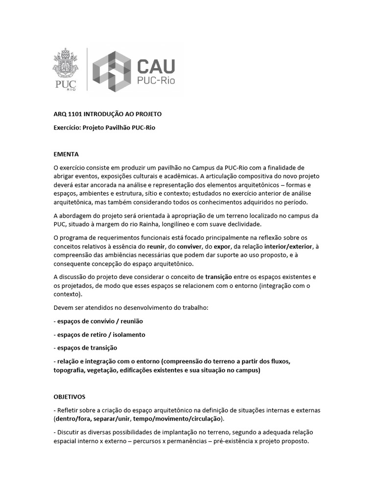 Enunciado Pavilhã o - 2022-1 - R00 | PDF