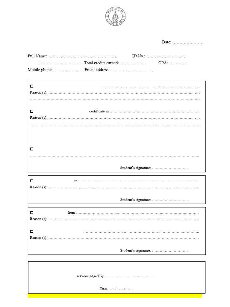 FORM Minor Certificate Application Form | PDF | Science