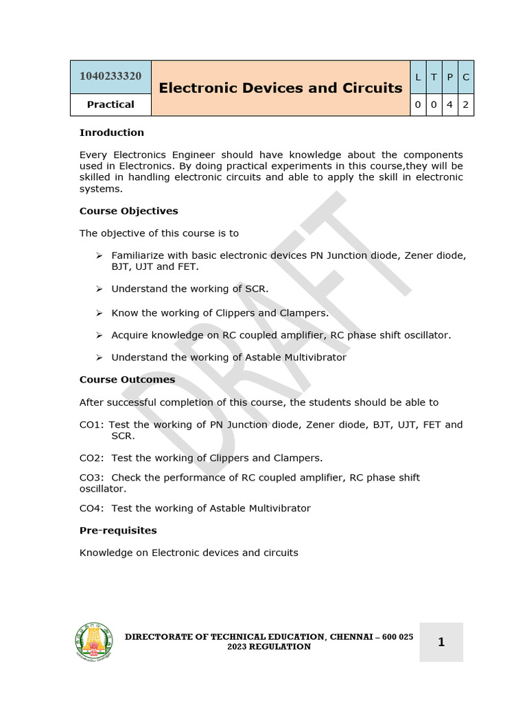 S3_ELECTRONIC_DEVICES_AND_CIRCUITS_PRACTICAL | PDF | Rectifier | P–N Junction