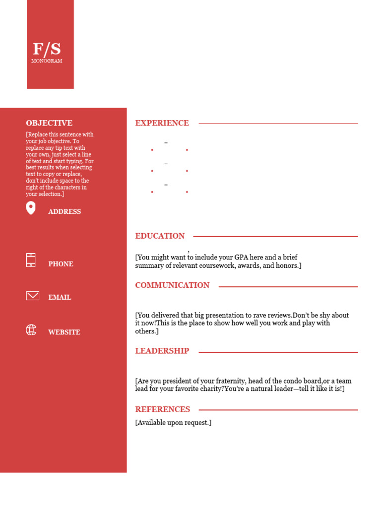 Bold Monogram Resume | PDF
