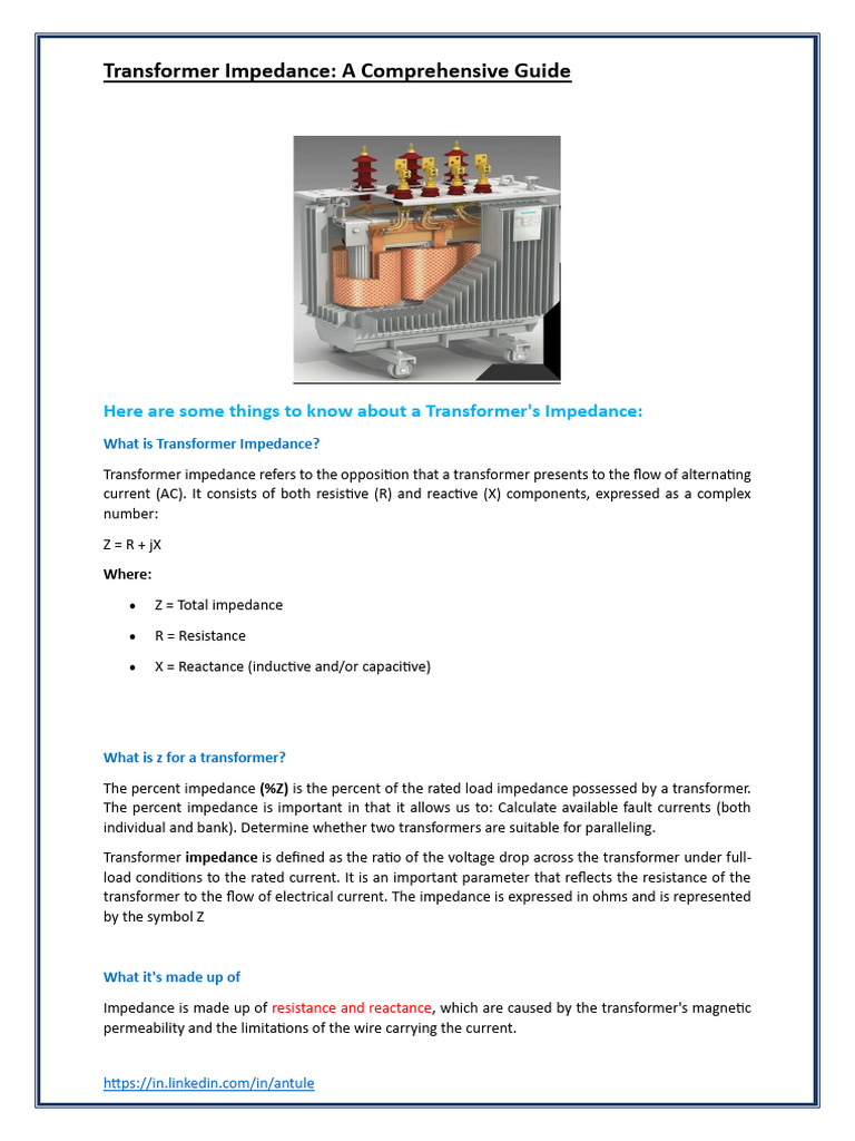 Understanding Transformer Impedance | PDF | Transformer | Electrical ...