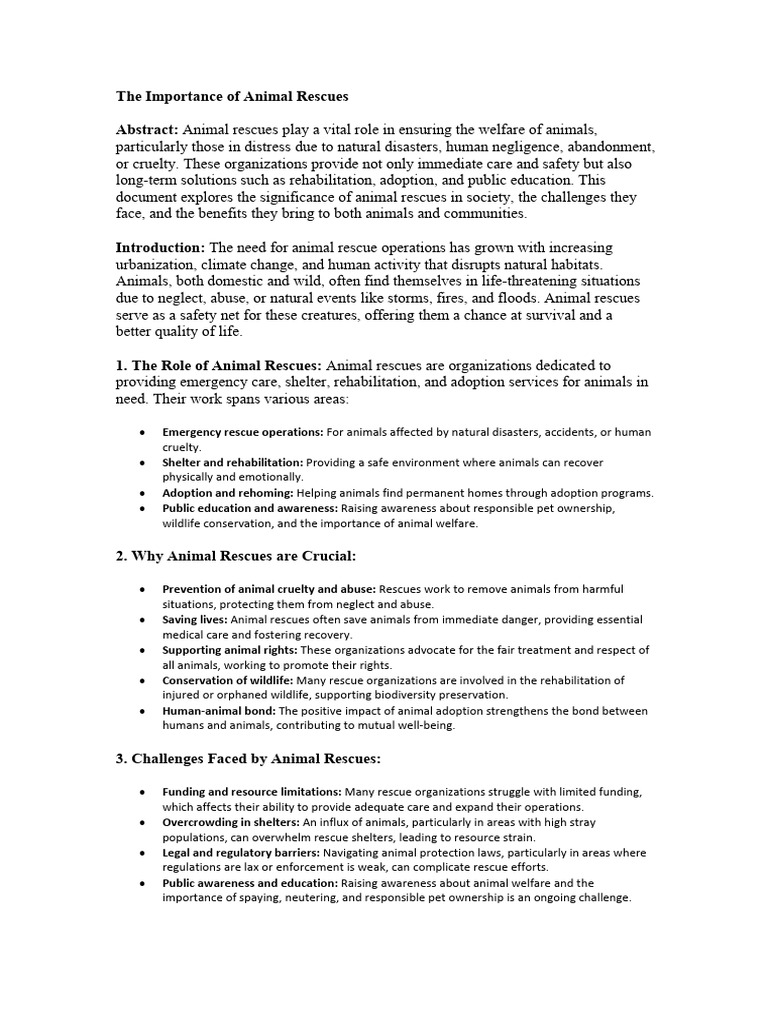 The Importance of Animal Rescues | PDF | Animal Welfare | Cruelty To ...