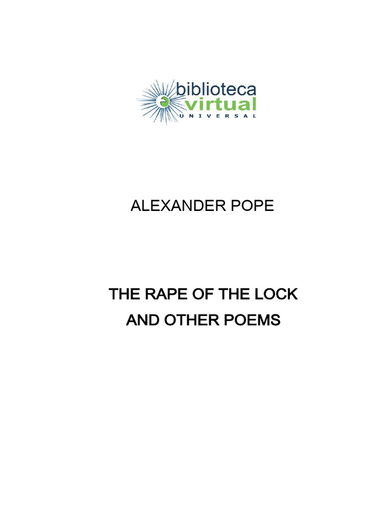 Rape of The Lock | PDF | Poetry | Alexander Pope