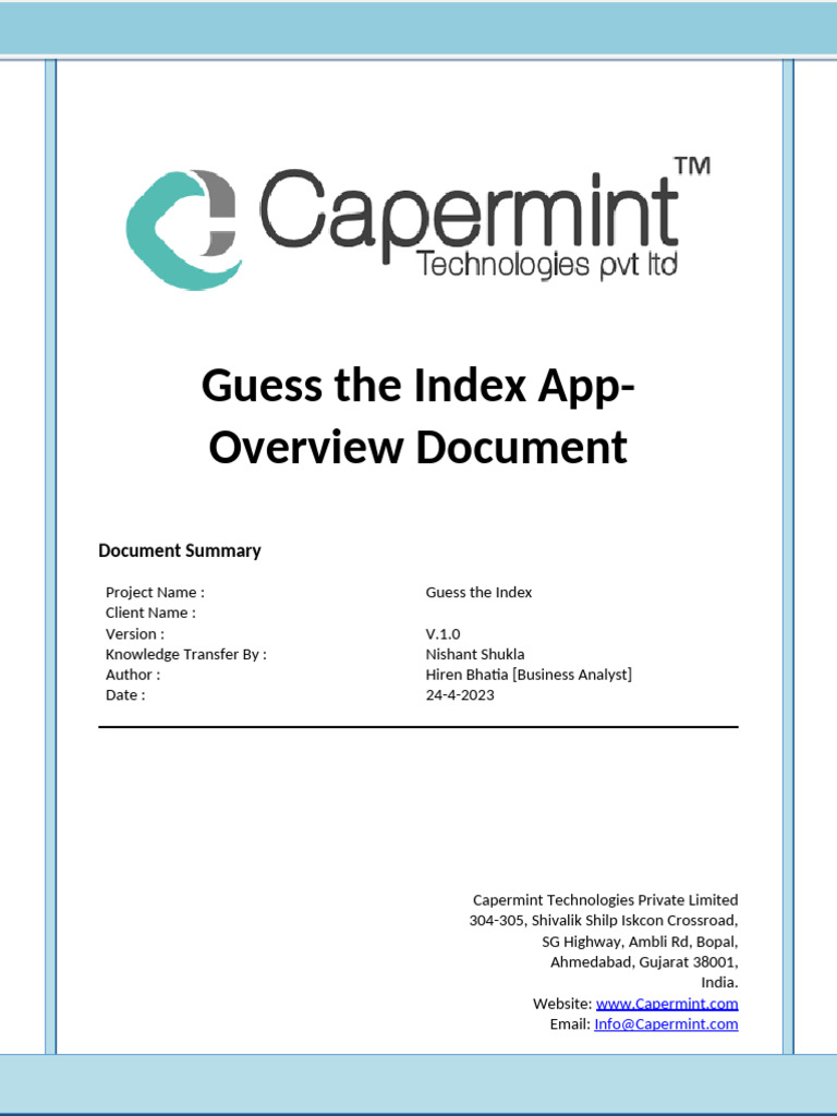 Guess the Index_ProjectOverview_V1.0 (1) | PDF | Login | Computing