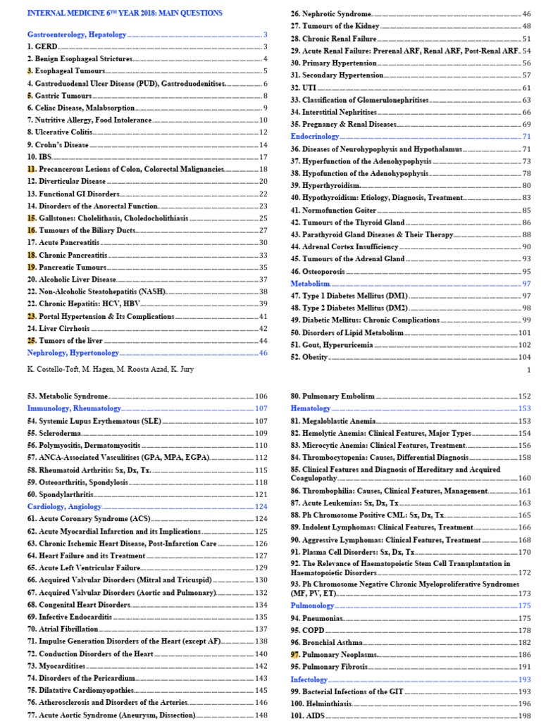 Internal Med Notes 1 Main Qs | PDF | Esophageal Cancer | Esophagus