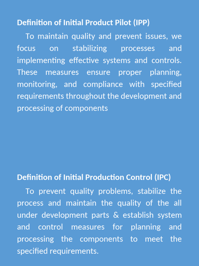 Initial Production Control Overview | PDF