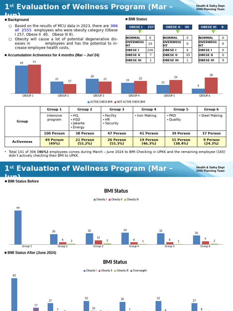 1st Evaluation Wellness Program 2024 (4 Month) | PDF | Body Mass Index | Obesity