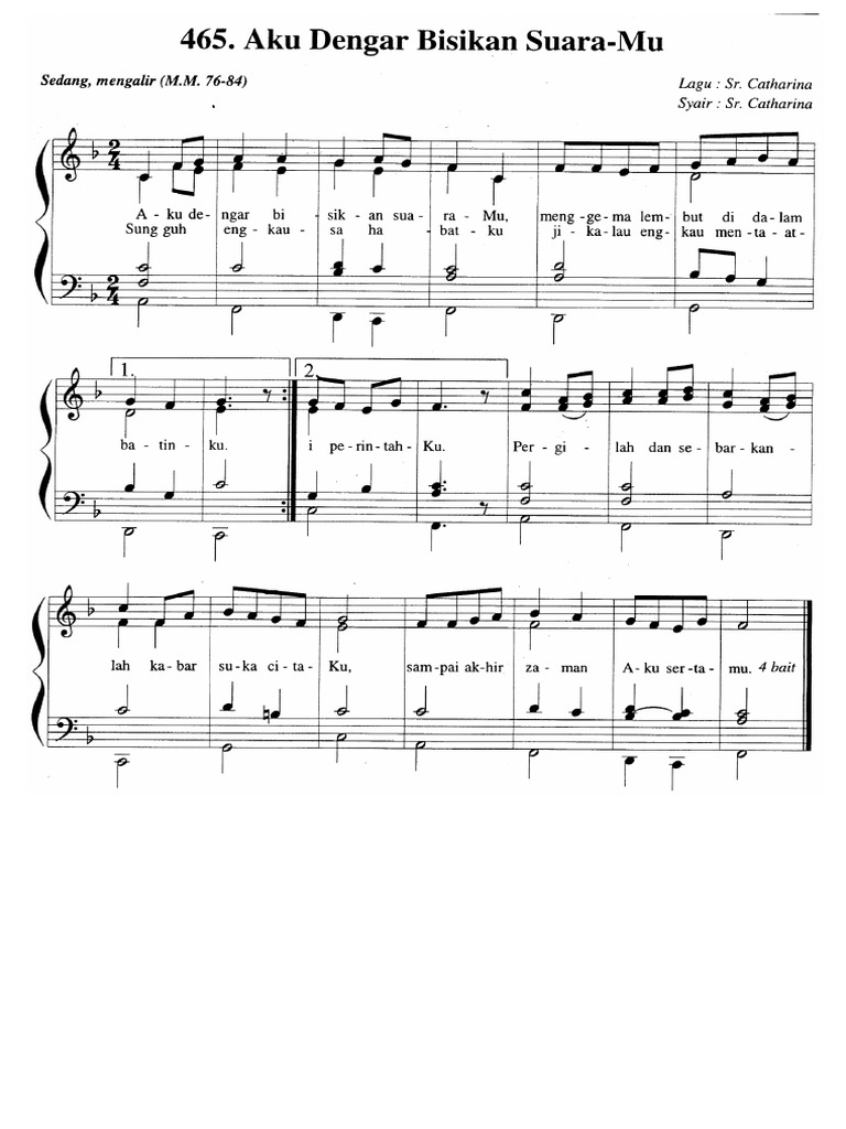MB 465 - Aku Dengar Bisikan SuaraMu (Iringan Organ) | PDF