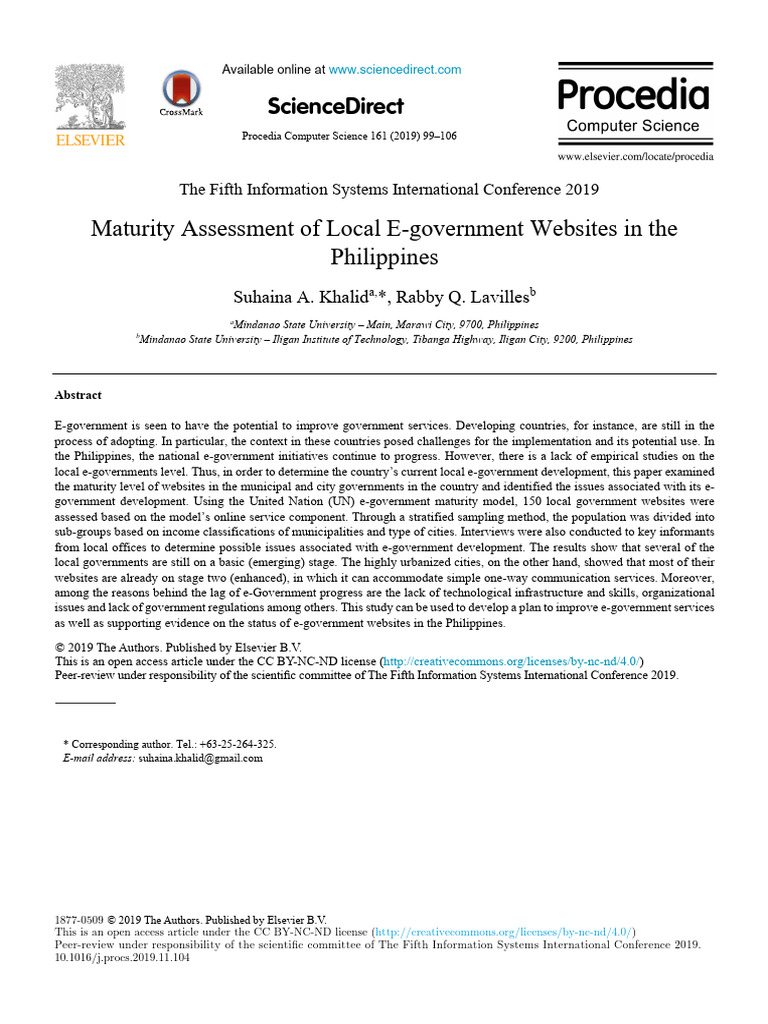 Maturity Assessment of Local E-Government Websites | PDF | E Government ...