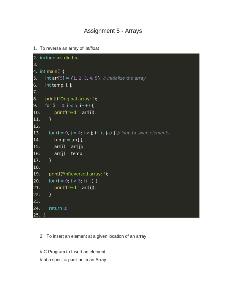 C _Array Assignment 5 | PDF | Computing | Algorithms And Data Structures C _Array Assignment 5 | PDF | Computing | Algorithms And Data Structures
