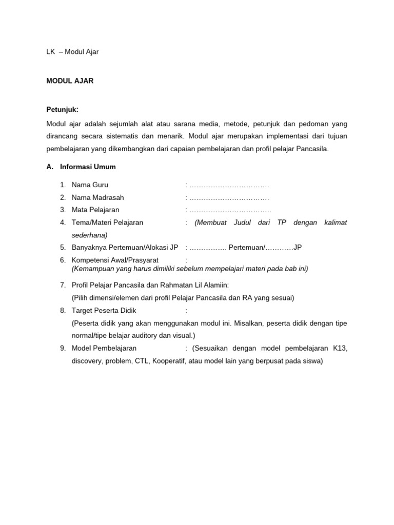 LK - Modul Ajar (RPP) | PDF