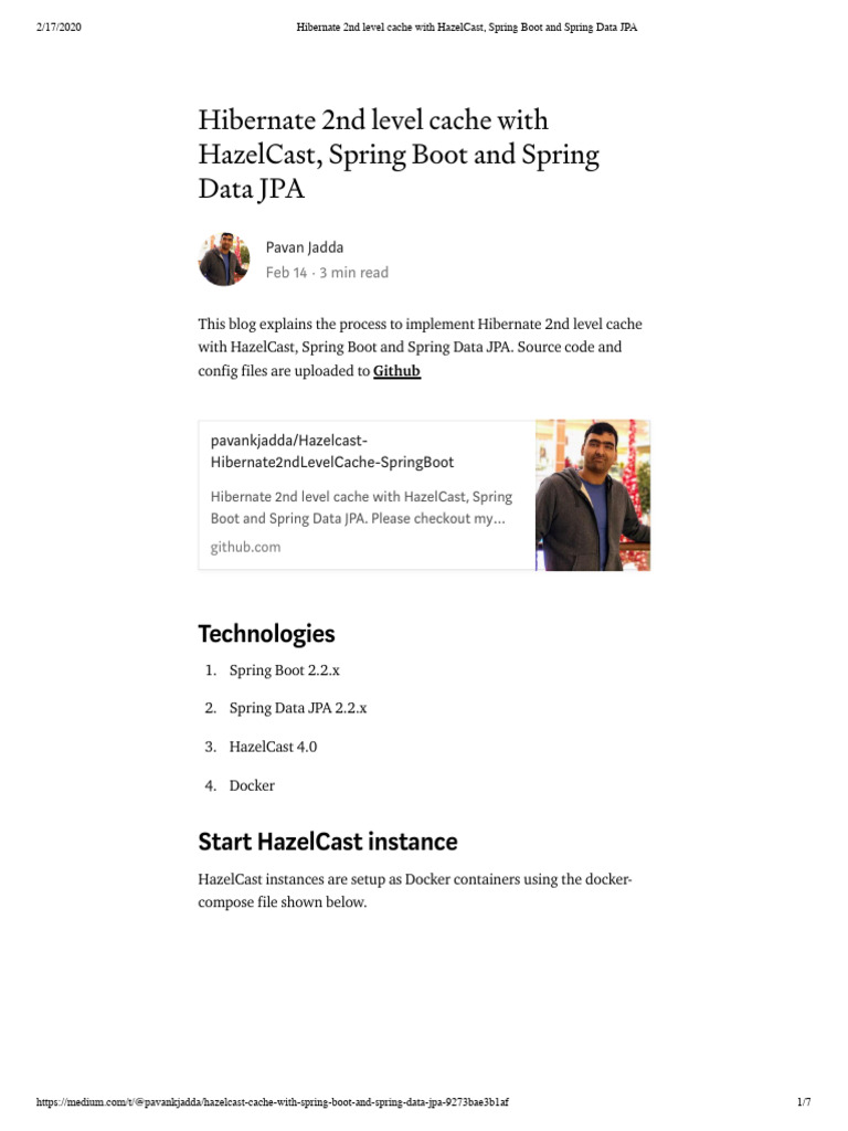 Hibernate 2nd Level Cache With HazelCast, Spring Boot and Spring Data JPA | PDF | Data ...