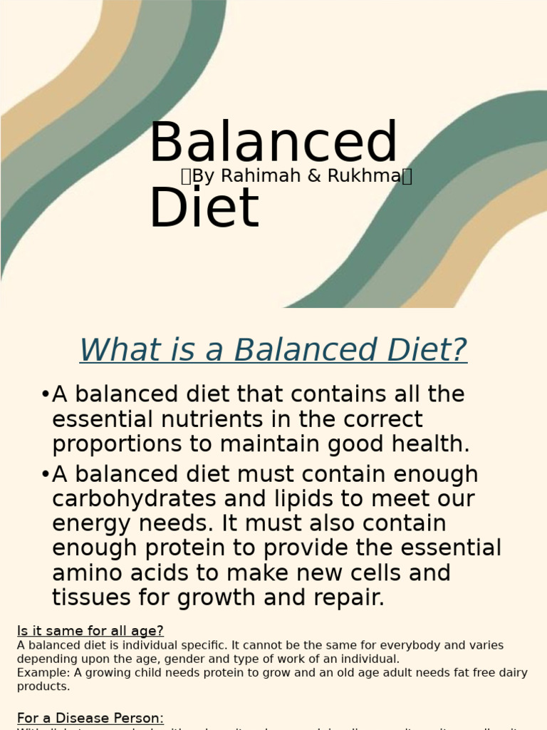 Balanced Diet PPT With Rahimah | PDF | Foods | Healthy Diet