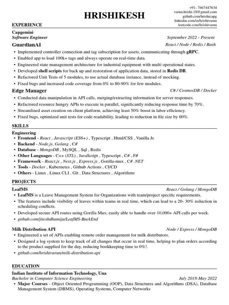 Resume-HRISHIKESH-6 | PDF | Databases | Java Script