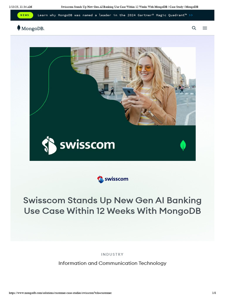 Swisscom Stands Up New Gen AI Banking Use Case Within 12 Weeks With MongoDB - Case Study ...