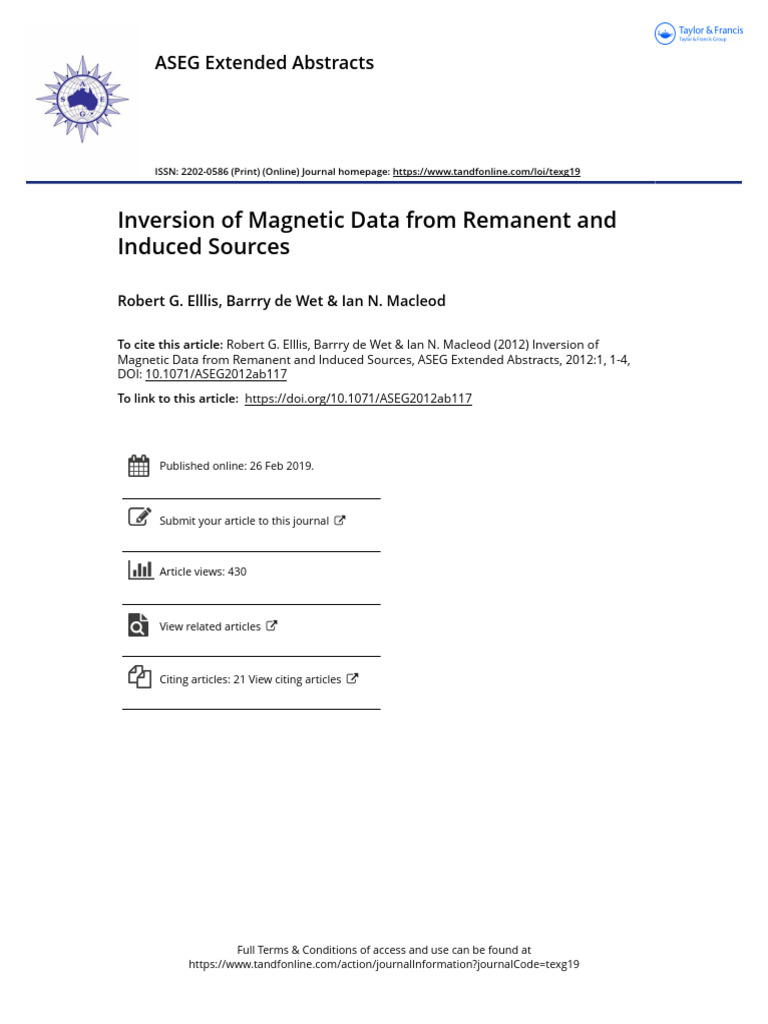 Inversion of Magnetic Data from Remanent and Induced Sources | PDF ...
