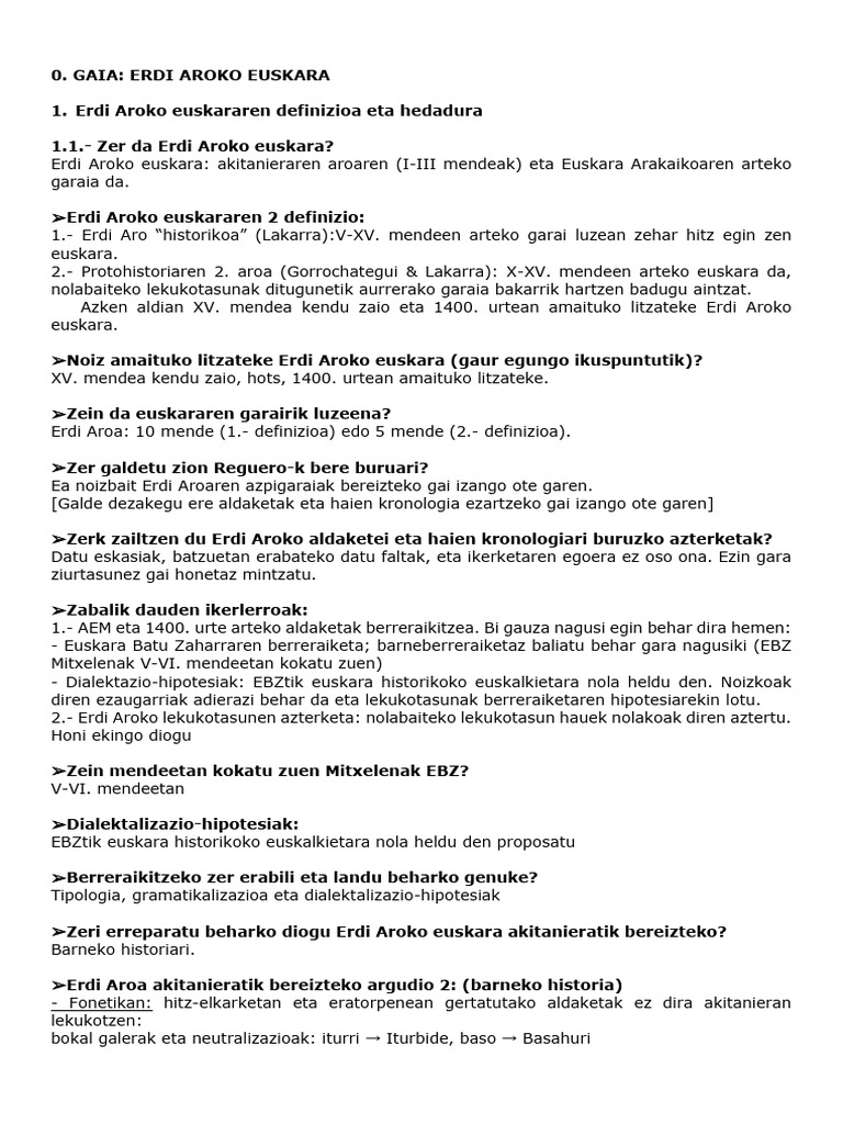 Erdi Aroko Euskara | PDF