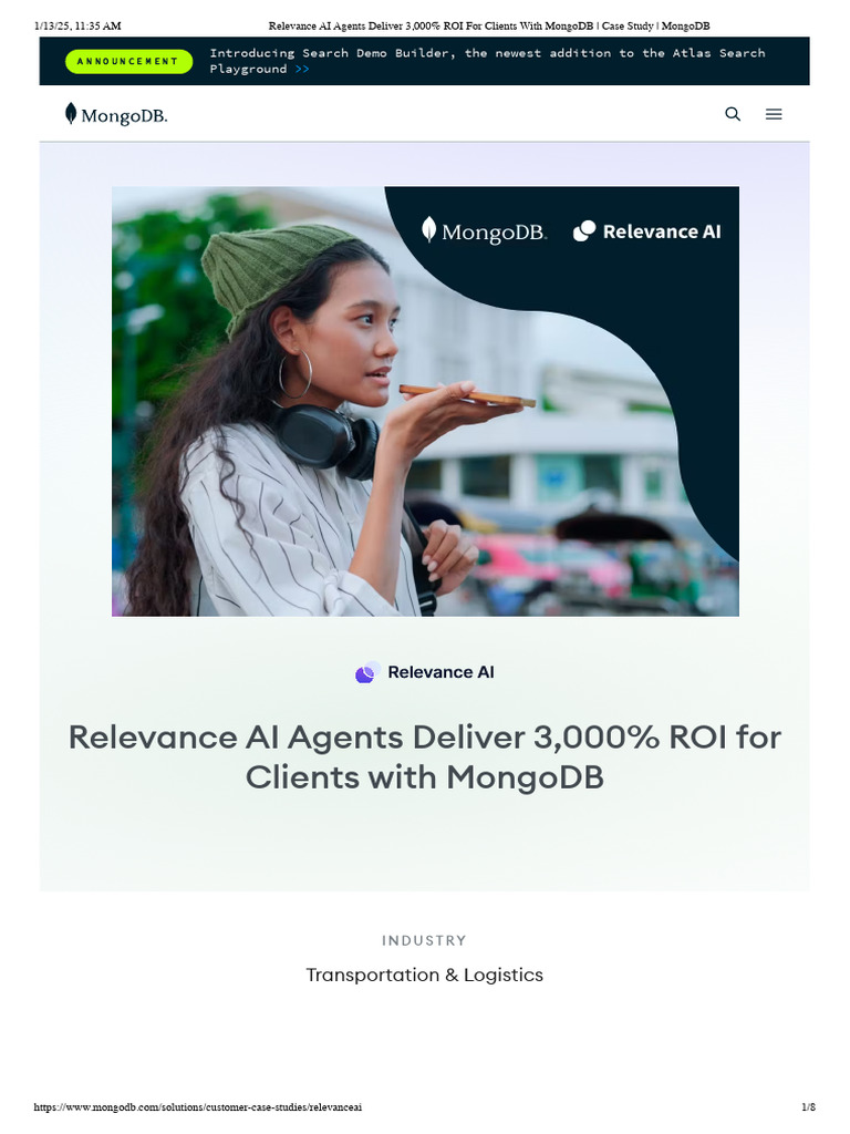 Relevance AI Agents Deliver 3,000% ROI For Clients With MongoDB _ Case Study _ MongoDB | PDF ...
