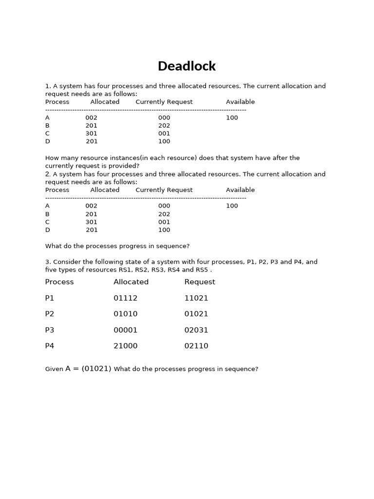 WS3.0-Deadlocks-Final Review | PDF | Theoretical Computer Science | Graph Theory