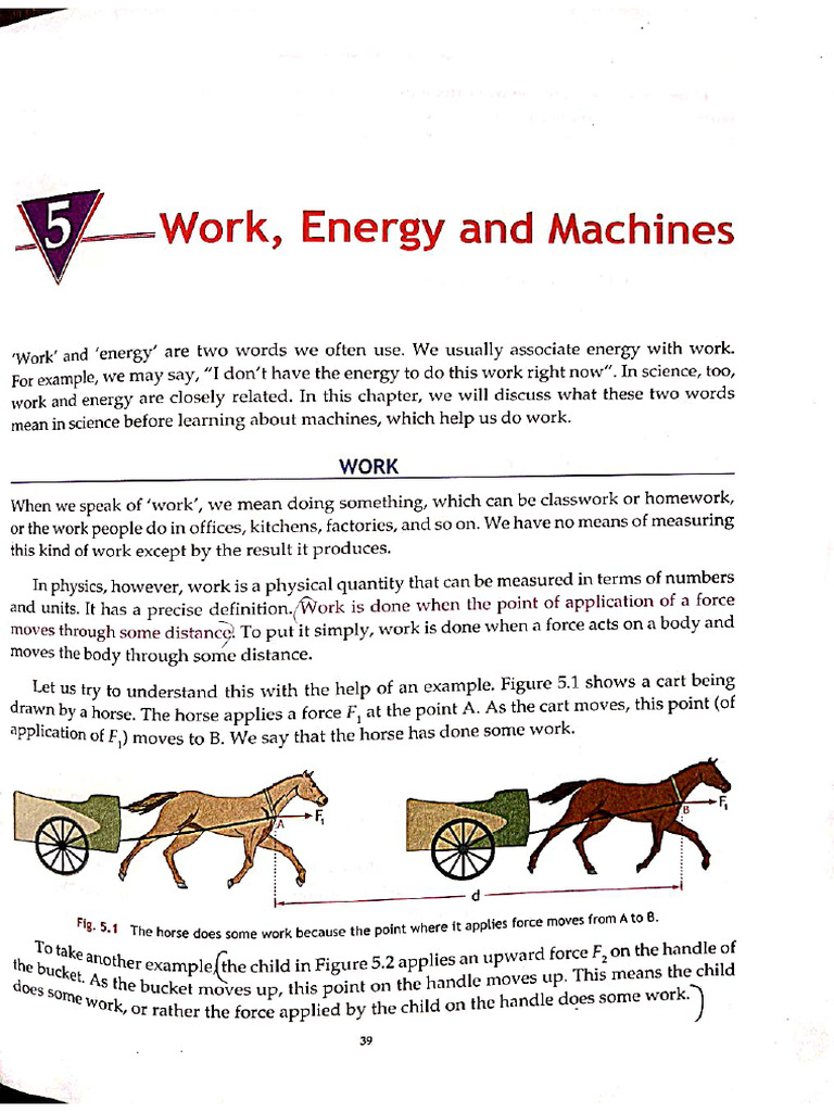 Class 6 Physics CH-5 Work, Energy and Machine | PDF