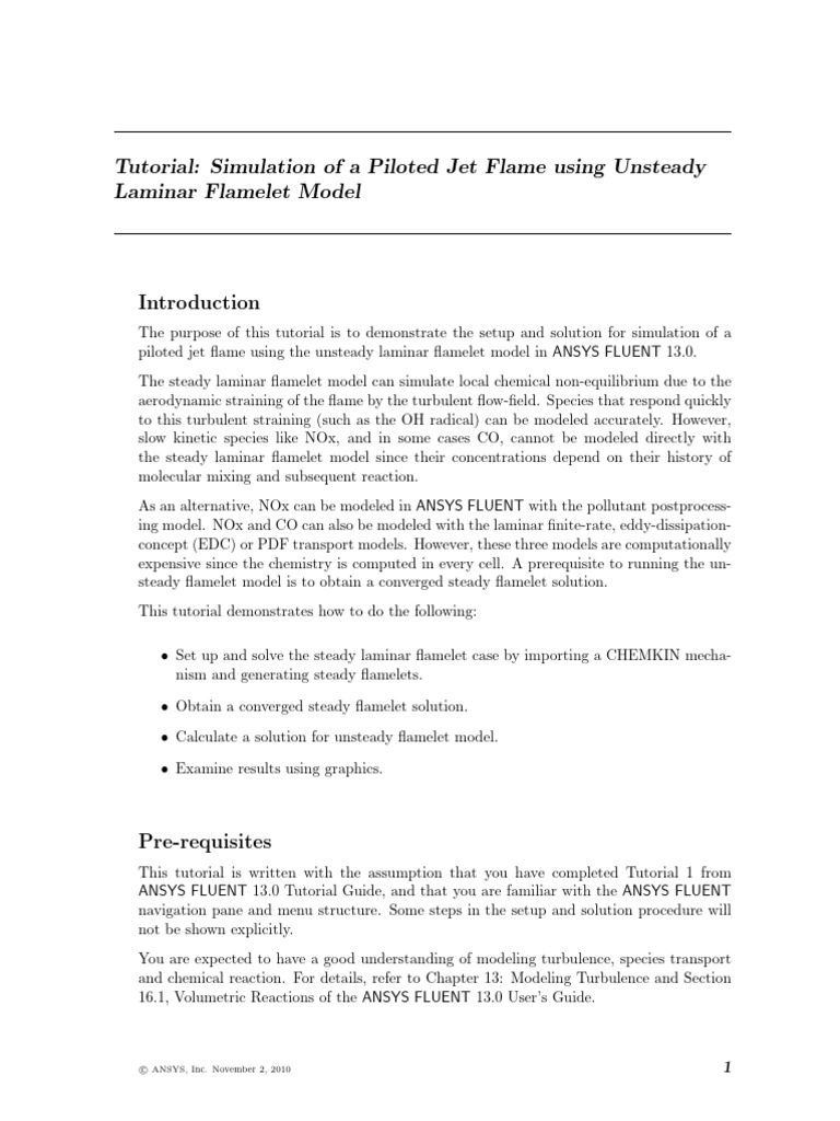 Simulation of a Piloted Jet Flame using Unsteady Laminar Flamelet Model | PDF | Combustion ...