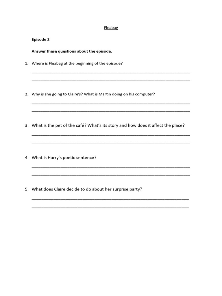 Fleabag Episode 2 Quiz | PDF