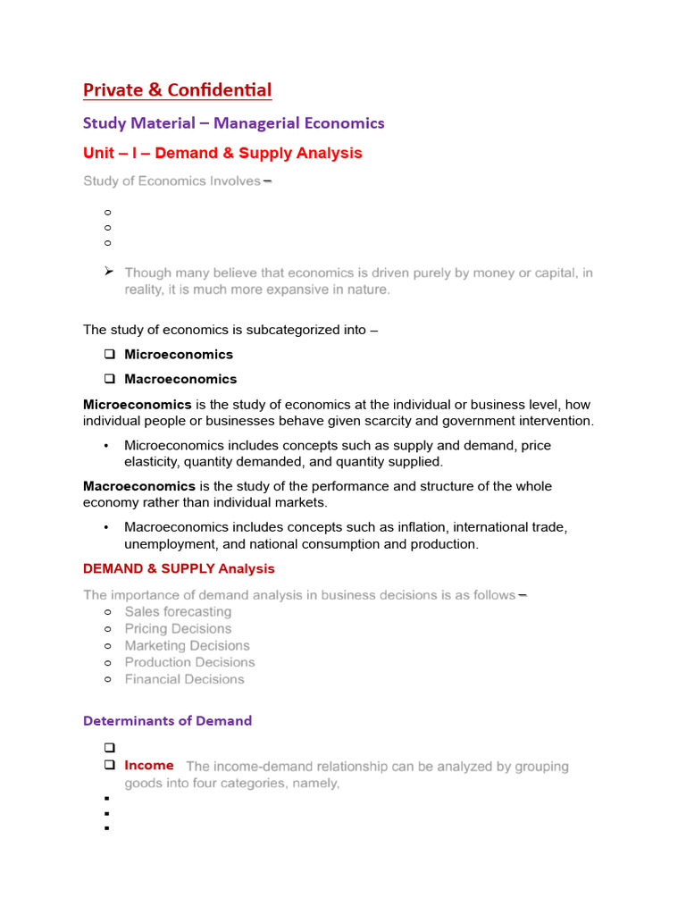 Study Material - Managerial Economics | PDF | Cost Of Living ...