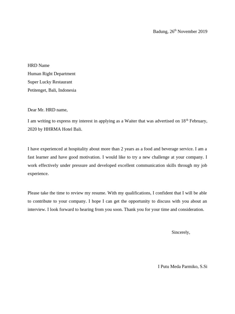 Aplication Letter | PDF