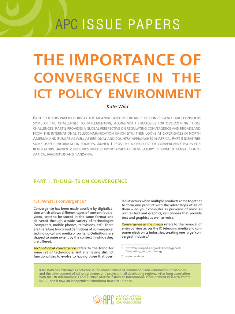 The Importance of Convergence in the ICT Policy Environment | PDF ...