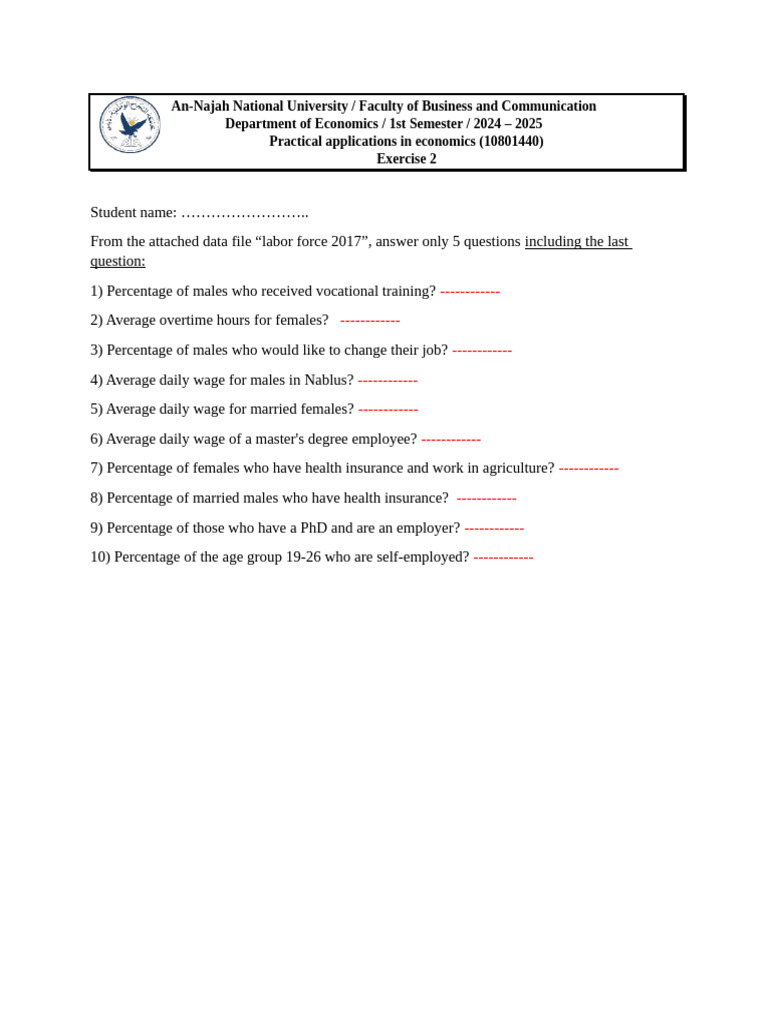 Economics Practical Exercise 2024 | PDF