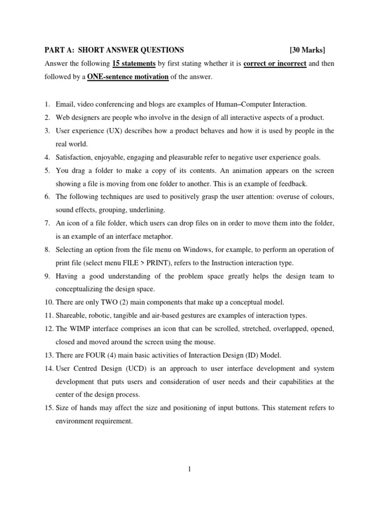 HCI Final Exam Sample Question - 2017 | PDF