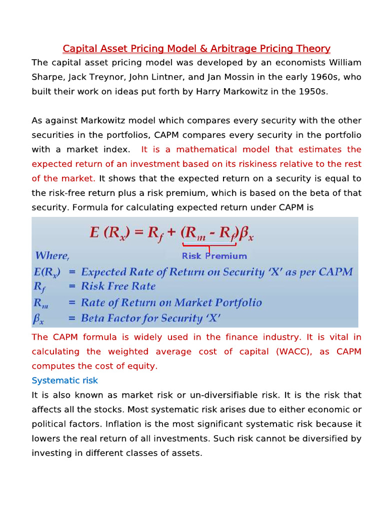 CAPM and APT | PDF