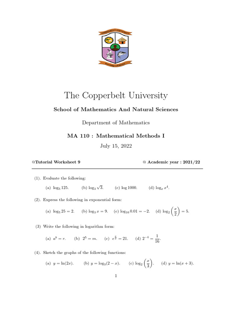 MA110 - Tutorial Worksheet 9-2022 | PDF | Mathematical Objects ...