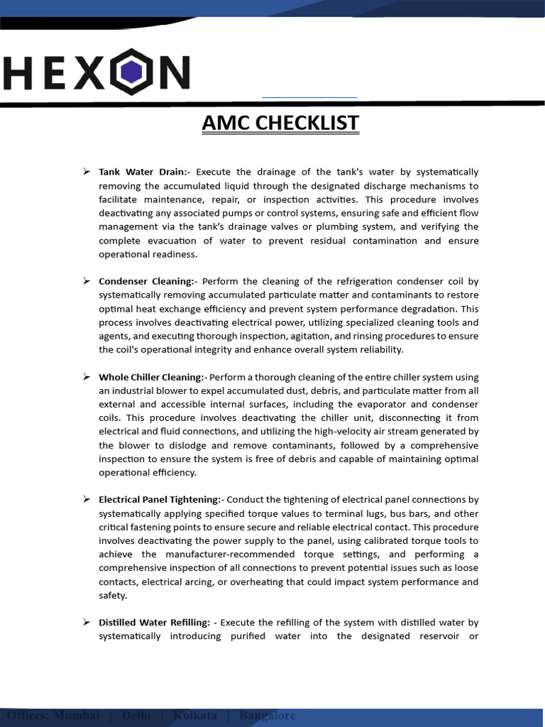 AMC Checklist for Cooling Systems | PDF | Manufactured Goods ...