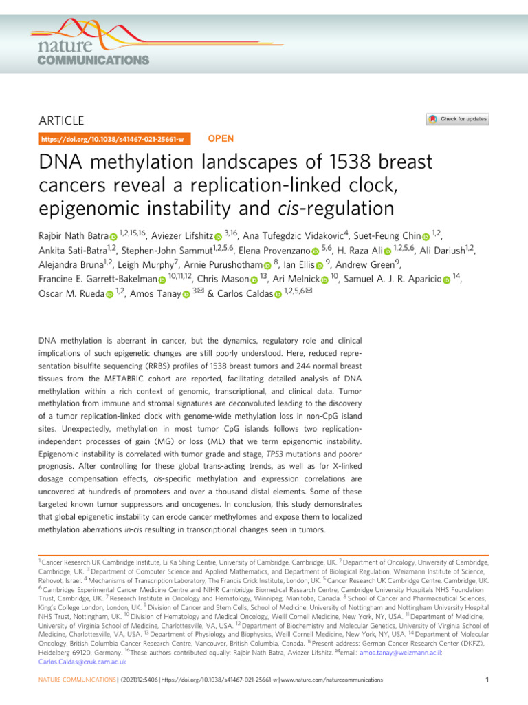 DNA Methylation NATURE Comm | PDF | Dna Methylation | Epigenetics