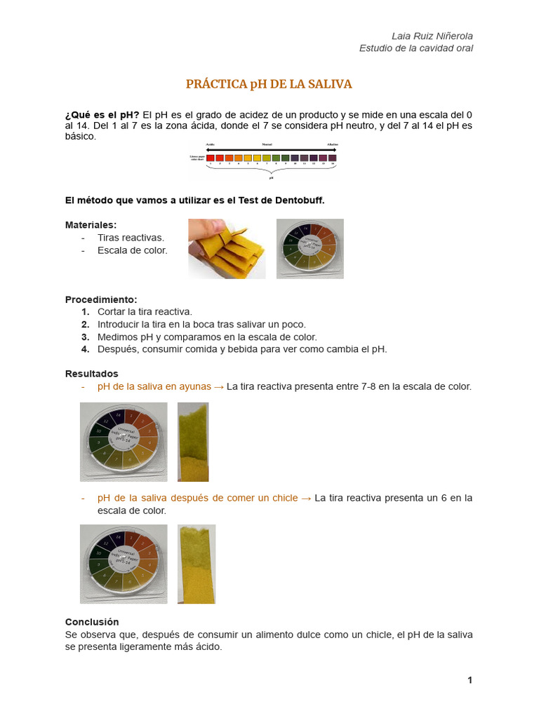 Práctica: pH de la Saliva | PDF
