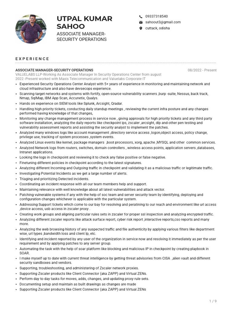 Naukri UtpalKumarSahoo (12y 0m) | PDF | Security | Computer Security