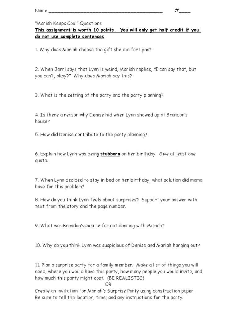 Mariah Keeps Cool Q | PDF