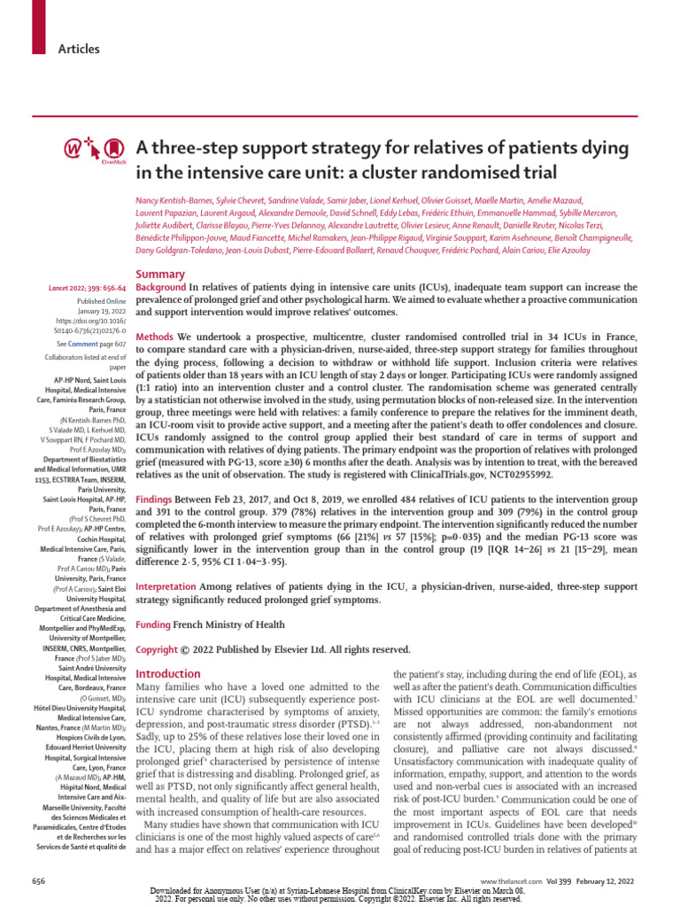 A three-step support strategy for relatives of patients dying | PDF ...