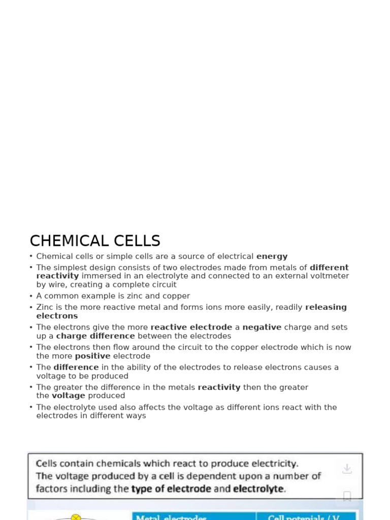 Chemical Cells and Fuel Cells | PDF