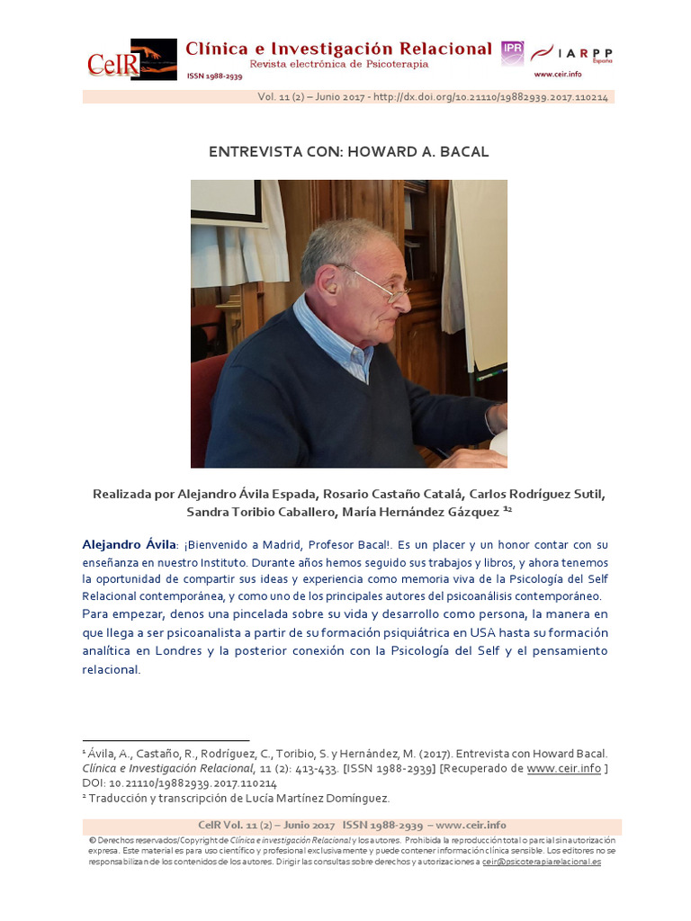 14entrevista Con H Bacal Ceir v11n2 | PDF | Psicoanálisis | Mente ...