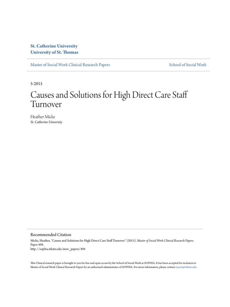 Causes and Solutions for High Direct Care Staff Turnover | PDF ...