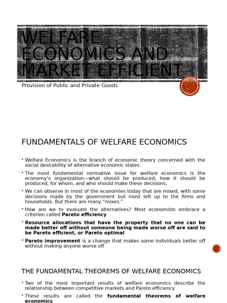 5. Welfare Theorems and Efficiency Condition of Providing Private Goods ...