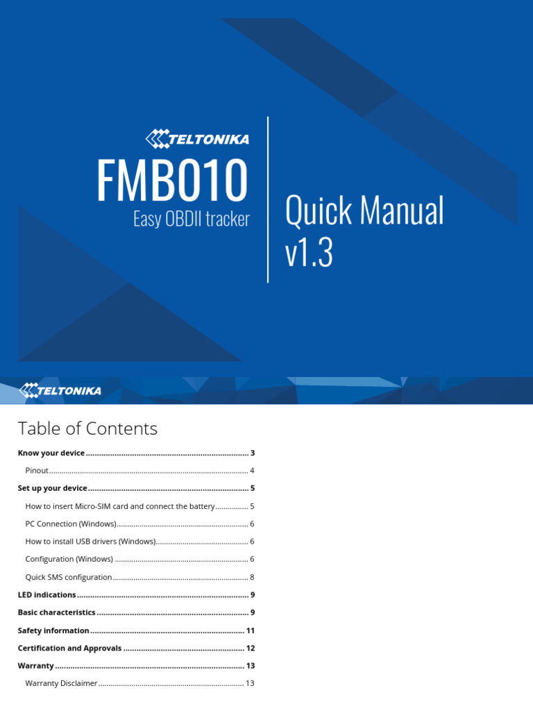 FMB010 Quick Manual v1.3 | PDF | Microsoft Windows | Device Driver