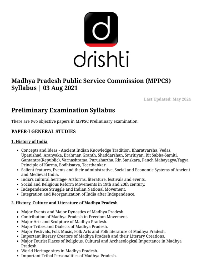 MPPSC Syllabus 2024: Prelims & Main | PDF | Entrepreneurship | Agriculture