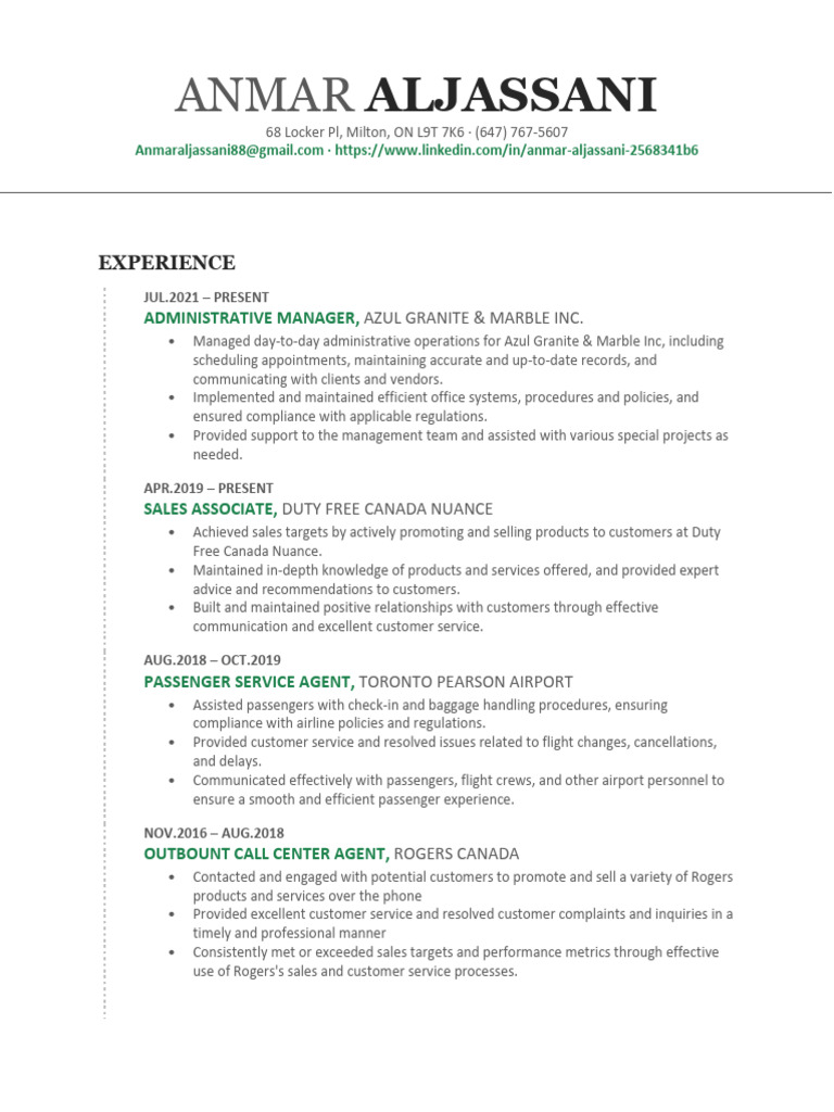 Anmar Aljassani Resume-1 | PDF | Sales | Banks