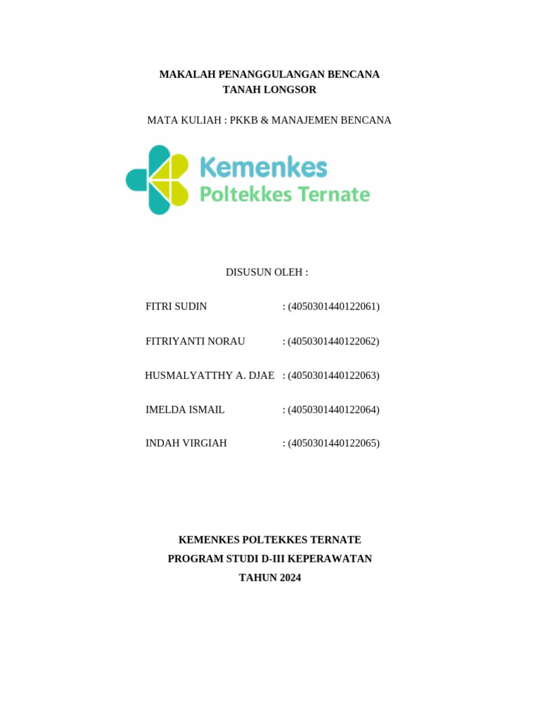 Kel 3 Makalah Tanah Longsor Pkkb & Manajemen Bencana | PDF