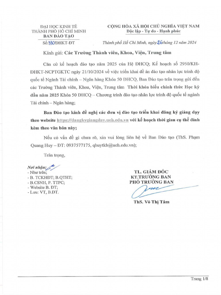 2.TKB CHÍNH THỨC HKĐ NĂM 2025 - K50 HỆ ĐHCQ - CTĐT Nhân Lực Trình Độ Quốc Tế TC NH - Sắp Xếp ...