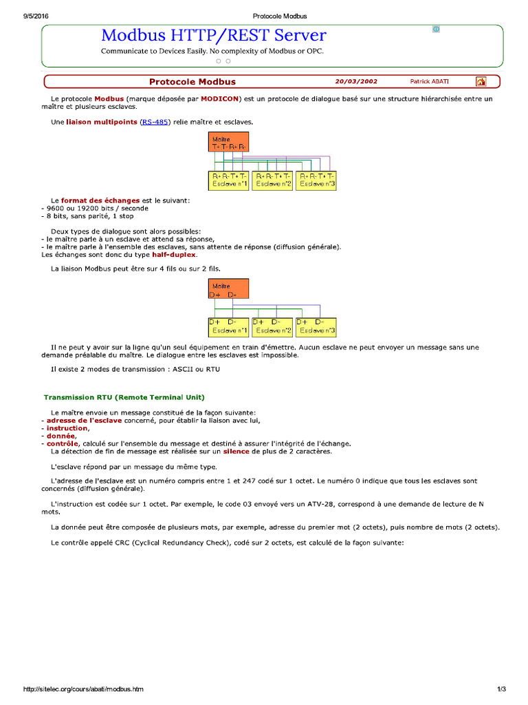 Protocole Modbus | PDF