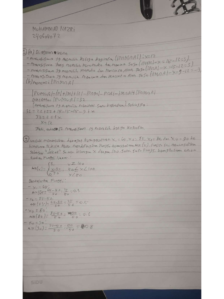 Muhammad Nazri - 240604072 - Uts MTK Distrit | PDF